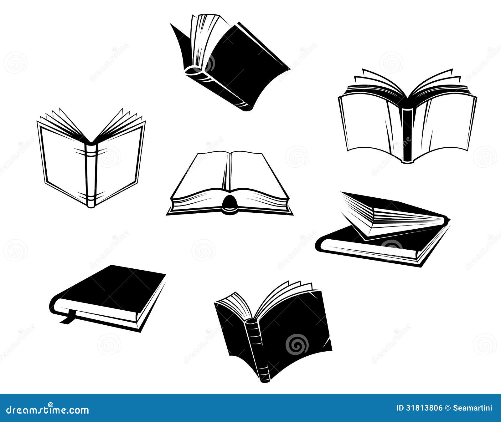 Icone e simboli dei libri illustrazione vettoriale. Illustrazione di ...