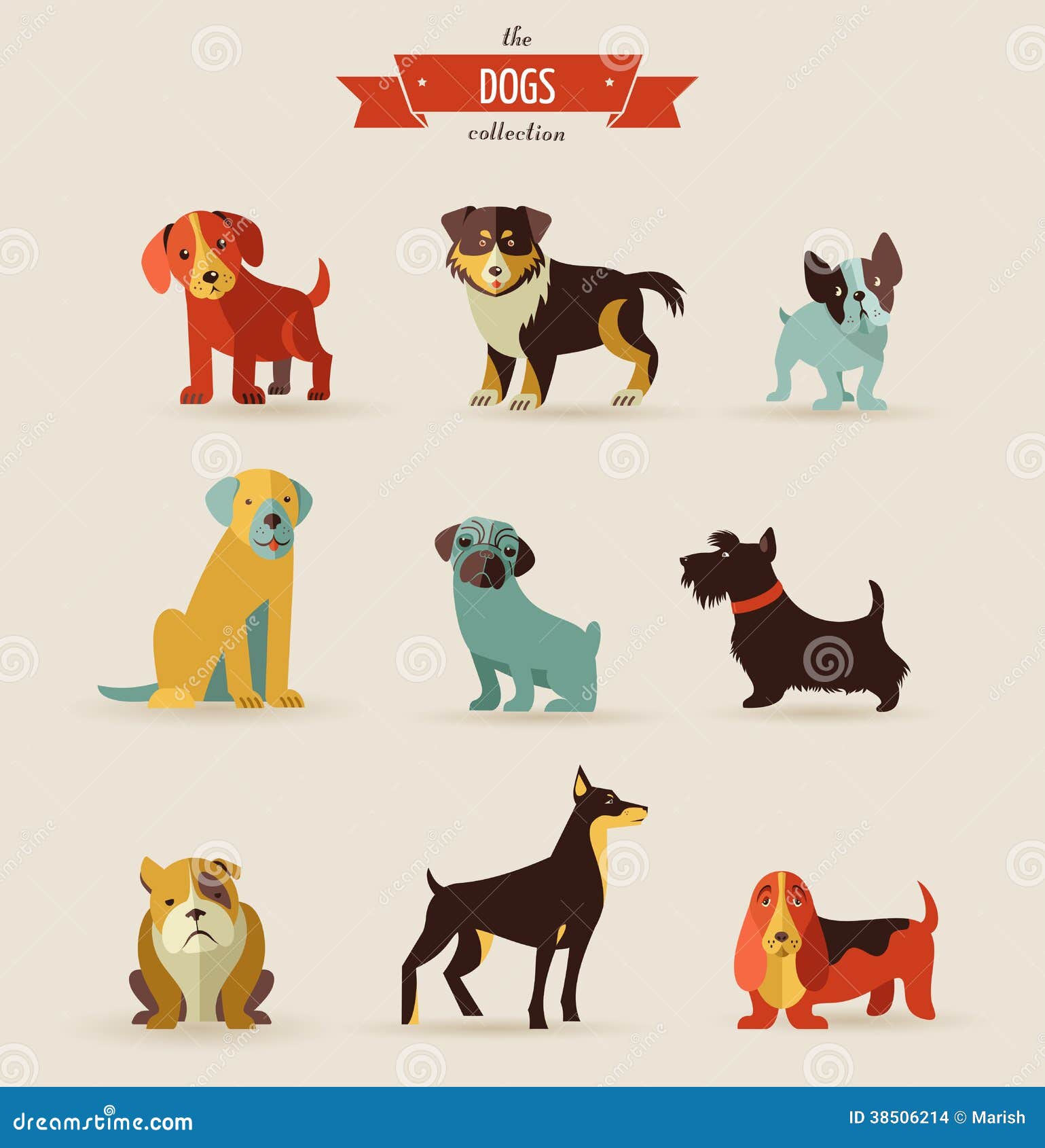 Icone Ed Illustrazioni Dei Cani Illustrazione Vettoriale ...