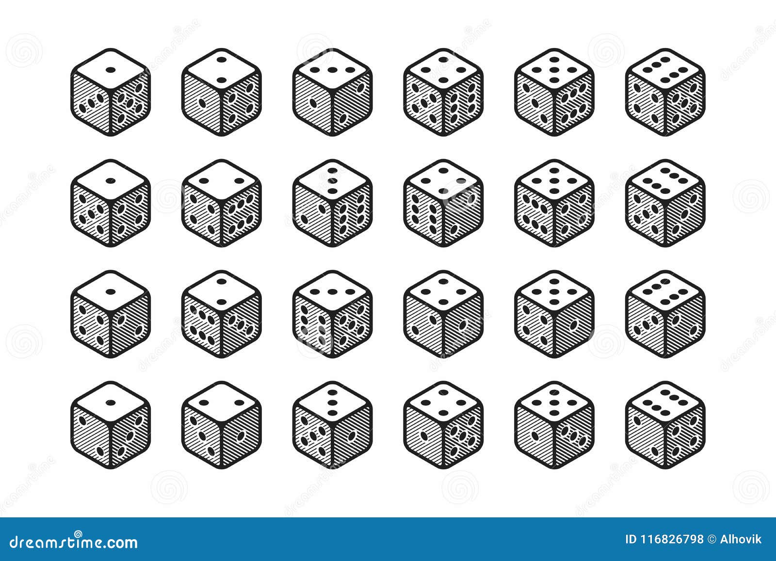 Icone Isometriche Dell'insieme Dei Dadi 3d Illustrazione Vettoriale ...