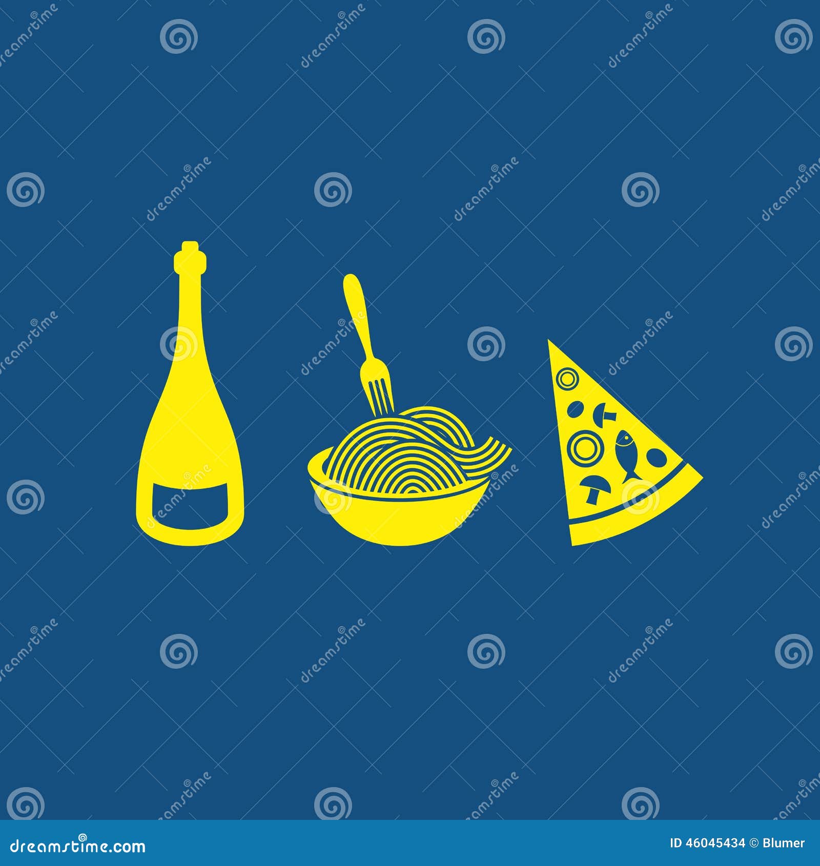 Icone Italiane Dell'alimento Illustrazione Vettoriale - Illustrazione ...