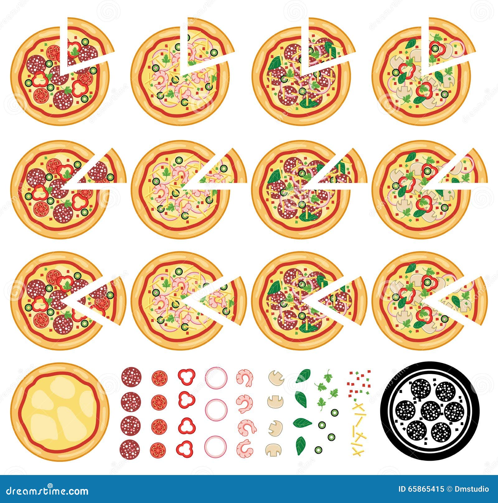 Icone italiane della pizza illustrazione vettoriale. Illustrazione di ...