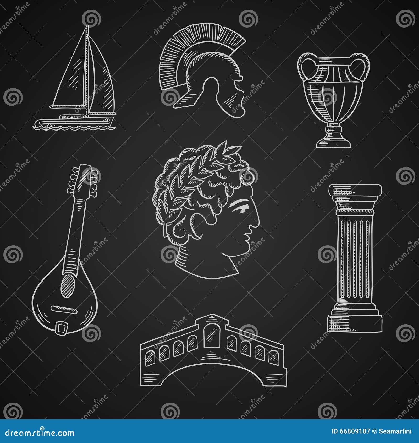 Icone Italiane Di Viaggio E Della Cultura Illustrazione Vettoriale ...