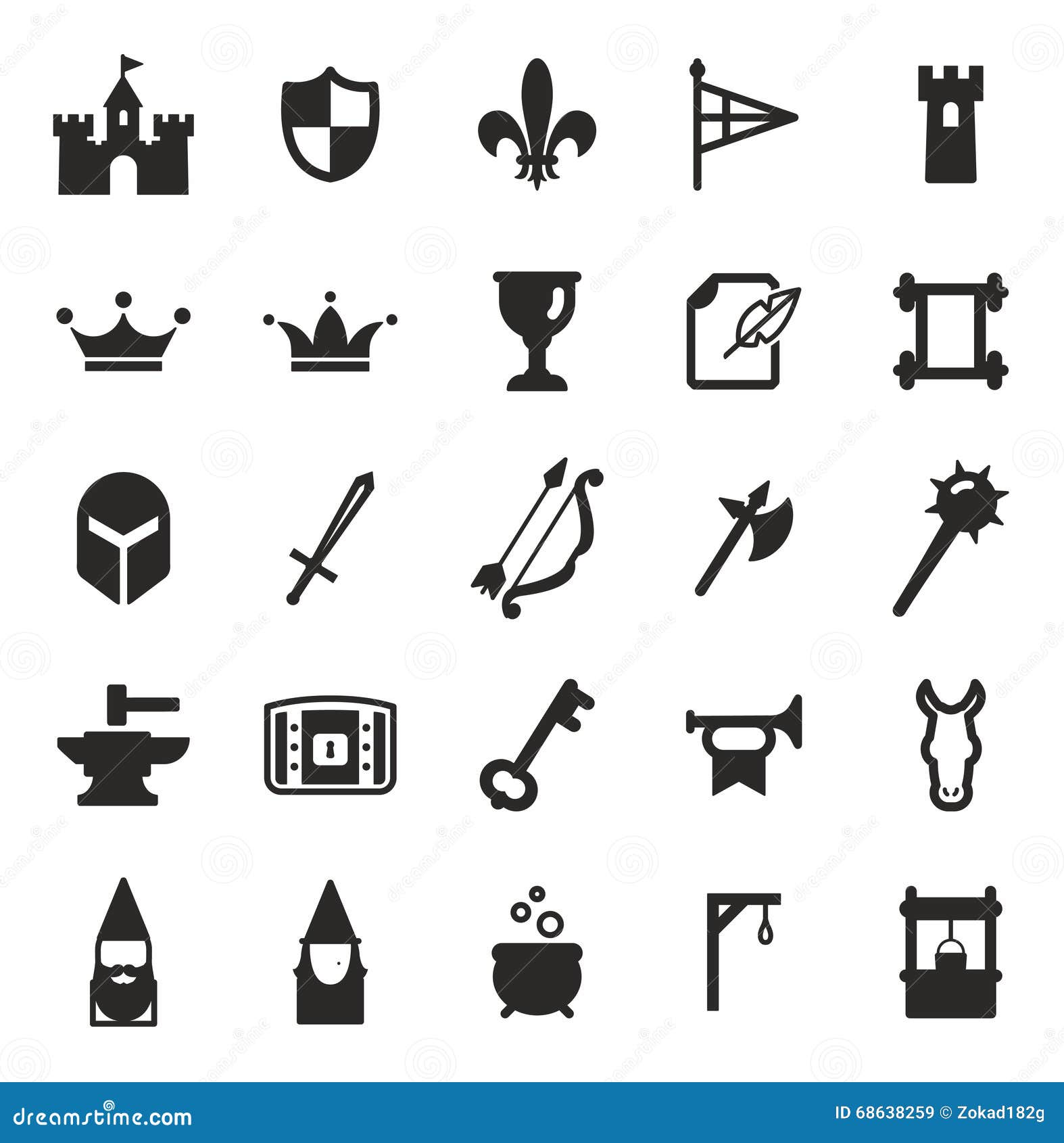 Icone Medievali Del Castello Illustrazione Vettoriale - Illustrazione ...