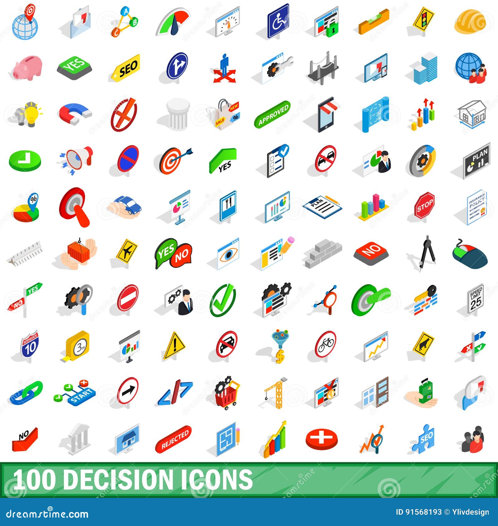 100 Icone Messe, Di Decisione Stile Isometrico 3d Illustrazione ...