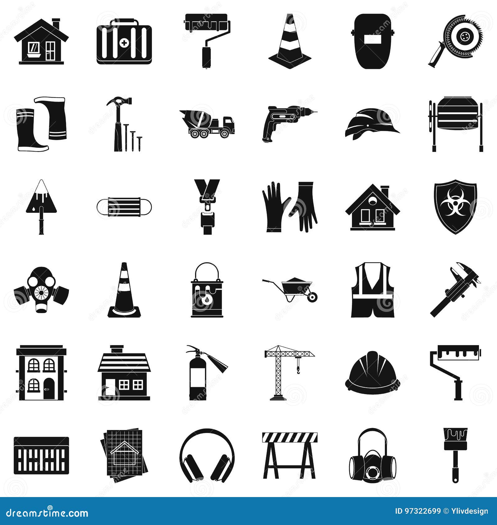 Icone Messe, Stile Semplice Del Cantiere Illustrazione Vettoriale ...