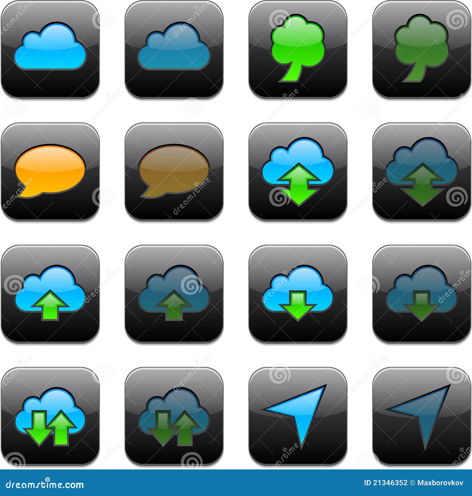 Icone Moderne Quadrate Di App. Illustrazione Vettoriale - Illustrazione ...