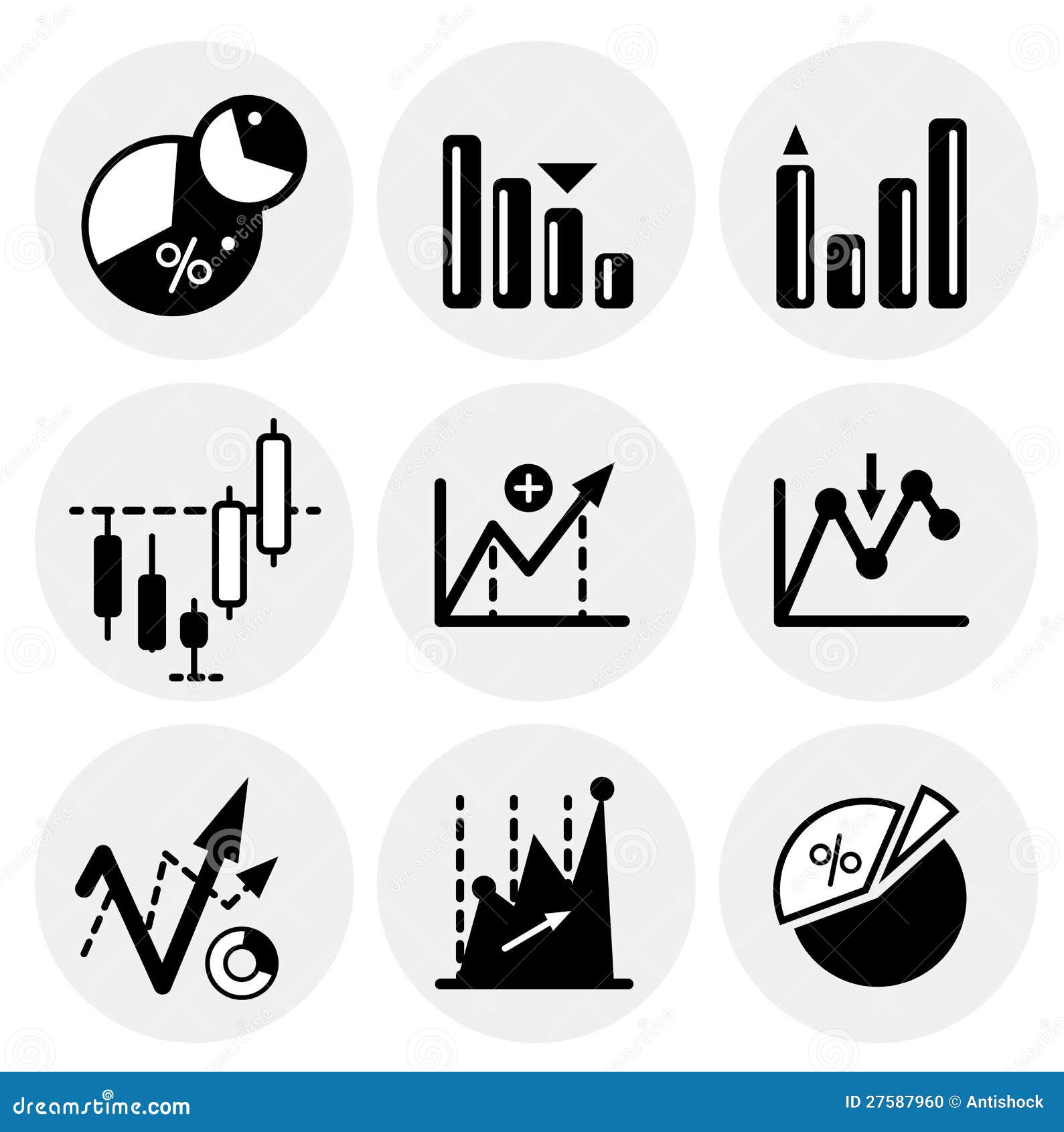 Icone Nere Di Statistiche Di Vettore Illustrazione Vettoriale ...