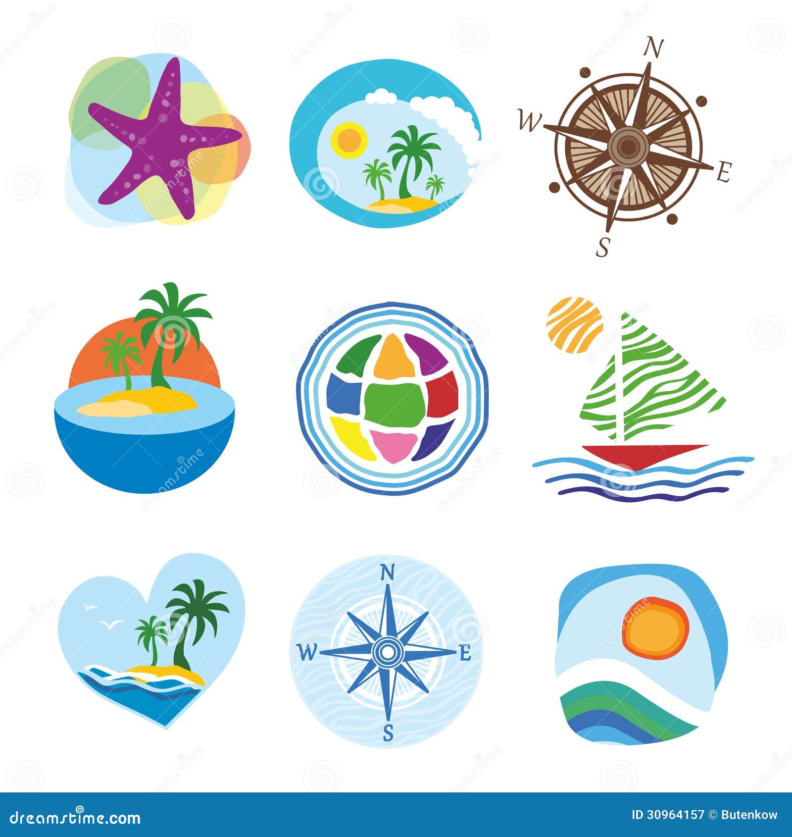 Icone Per Il Viaggio Ed Il Turismo Illustrazione Vettoriale ...