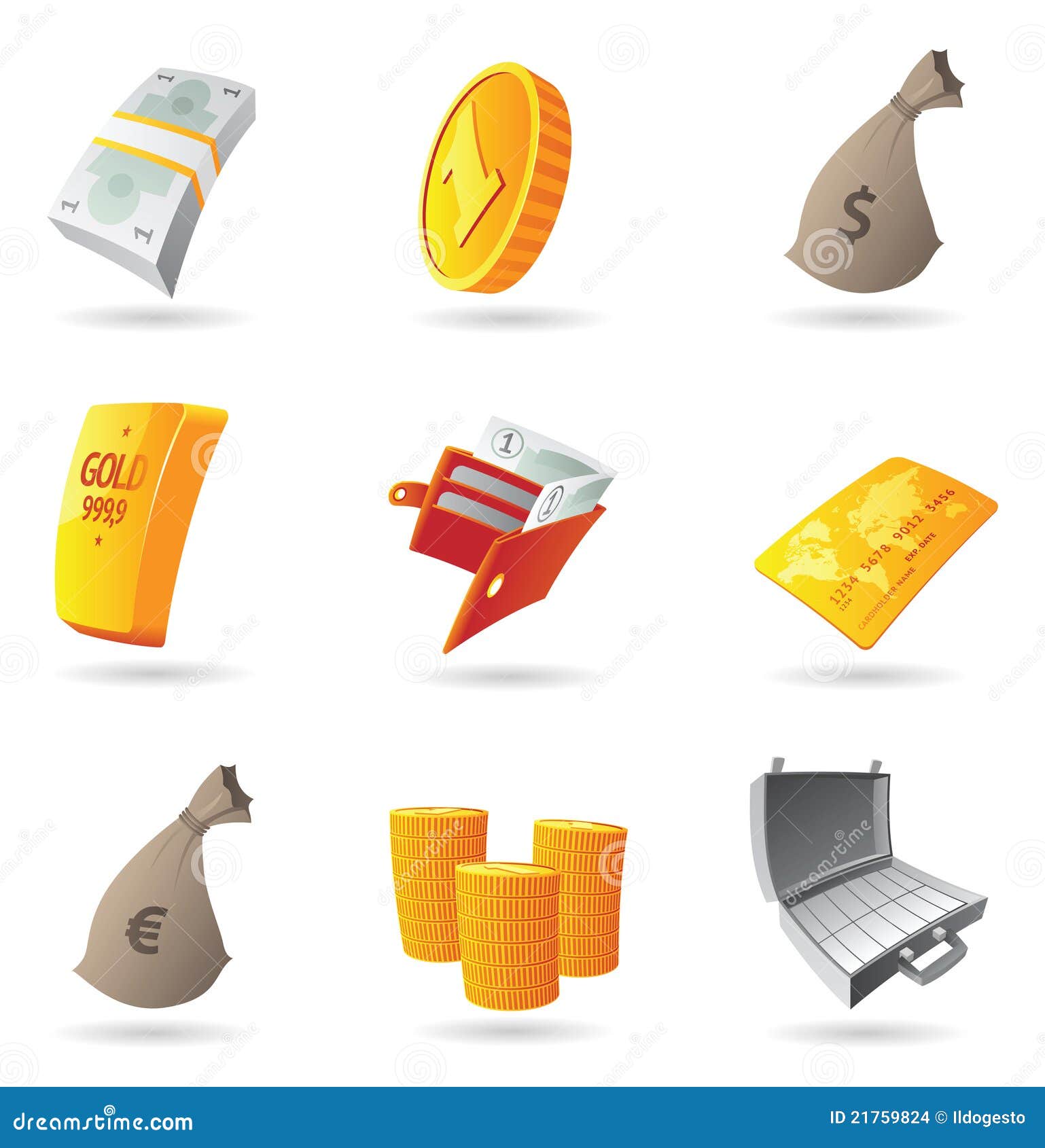 Icone per soldi illustrazione vettoriale. Illustrazione di metallo ...