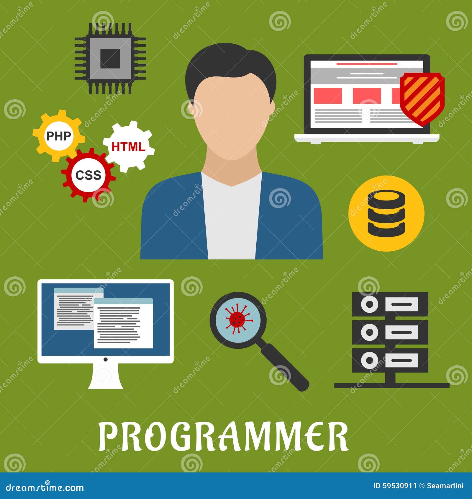 Icone Piane Dei Dispositivi E Del Programmatore Illustrazione ...