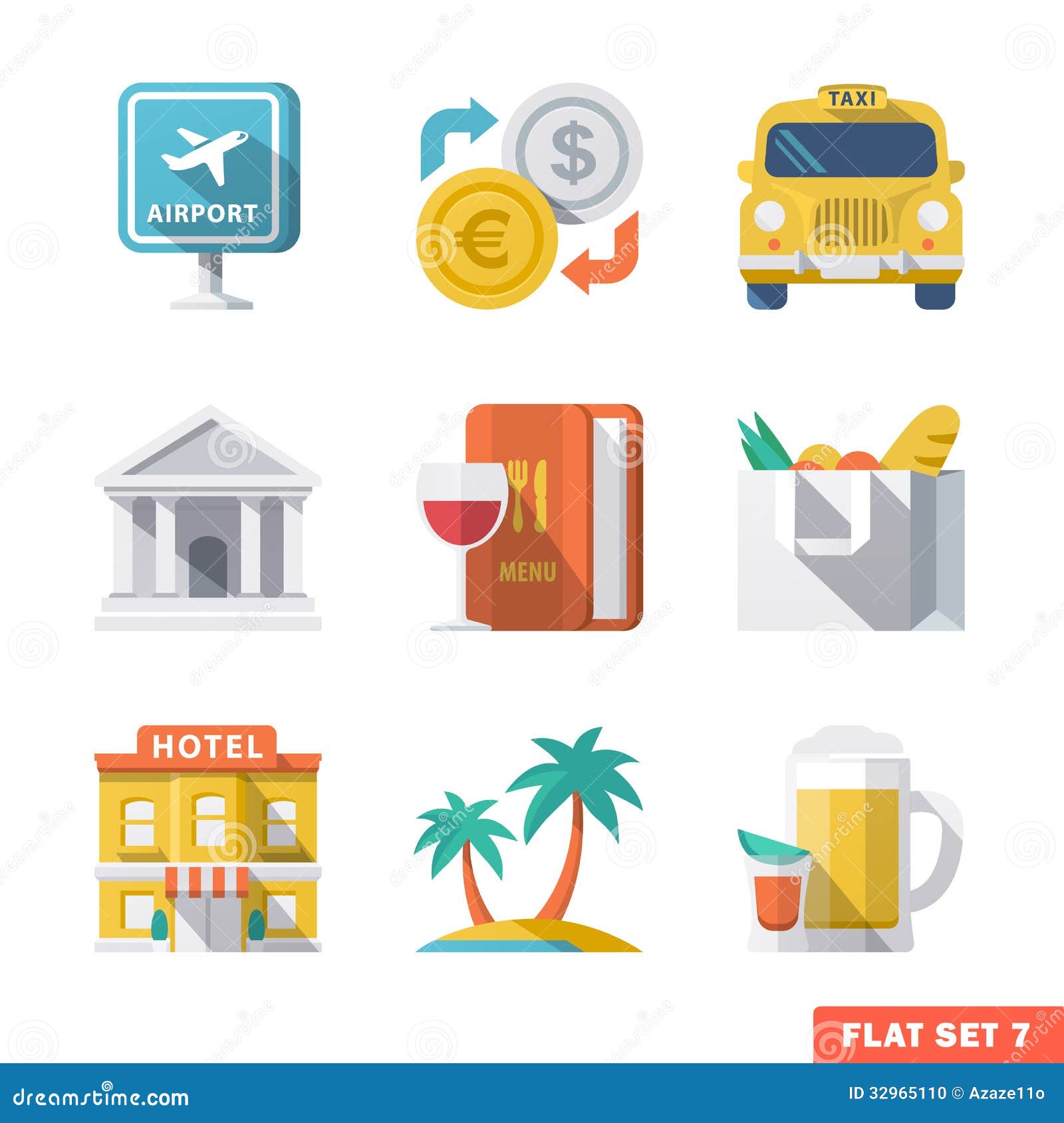 Icone piane di viaggio 1 illustrazione vettoriale. Illustrazione di ...