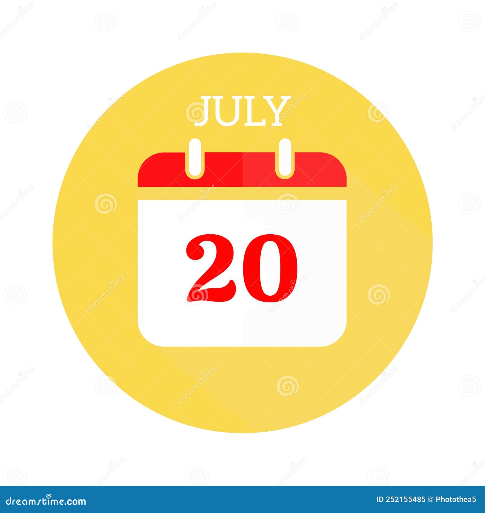 Icone Plate Du Calendrier Du 20 Juillet Avec Chiffres Rouges ...