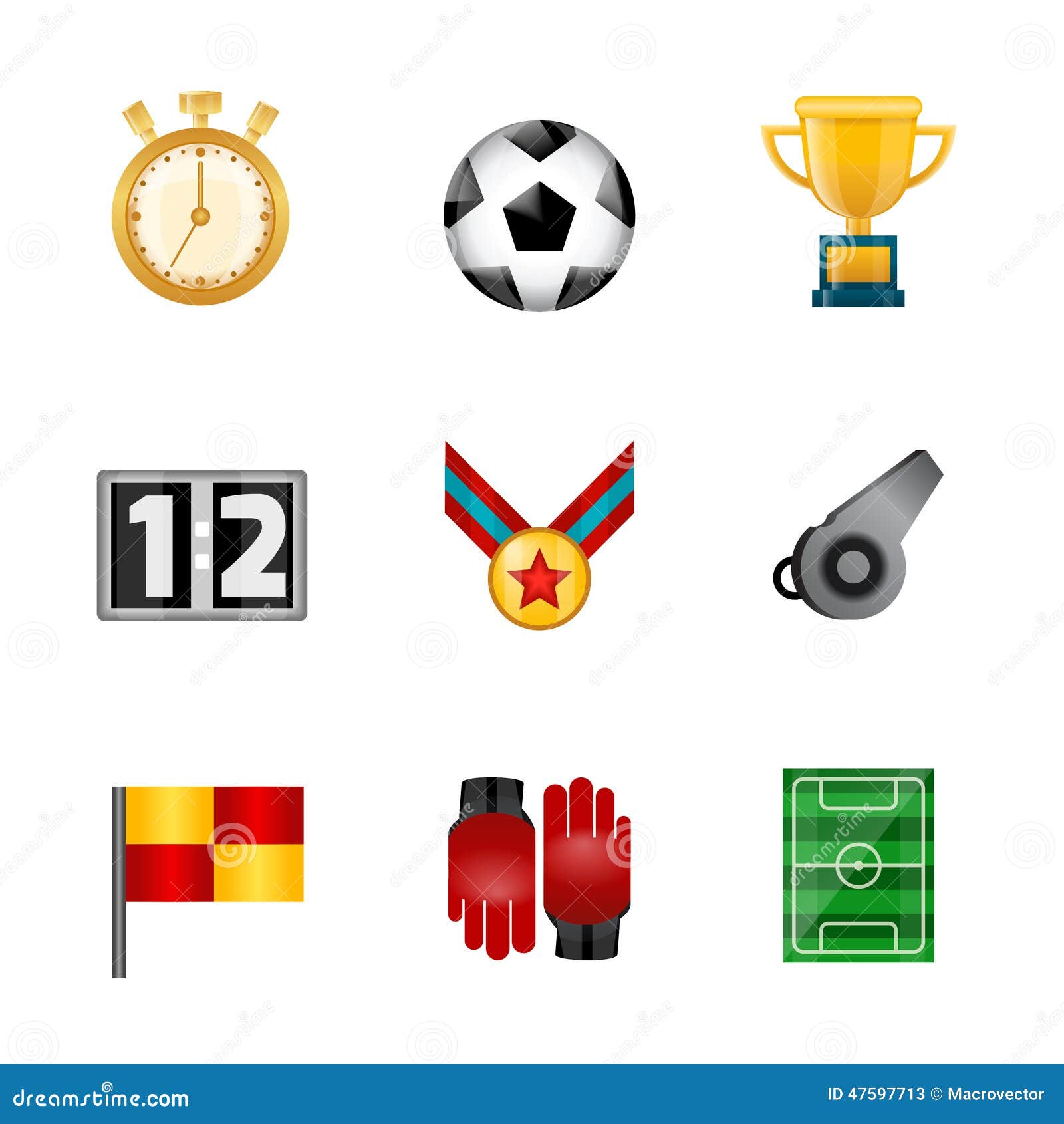 Icone Realistiche Di Calcio Illustrazione Vettoriale - Illustrazione di ...