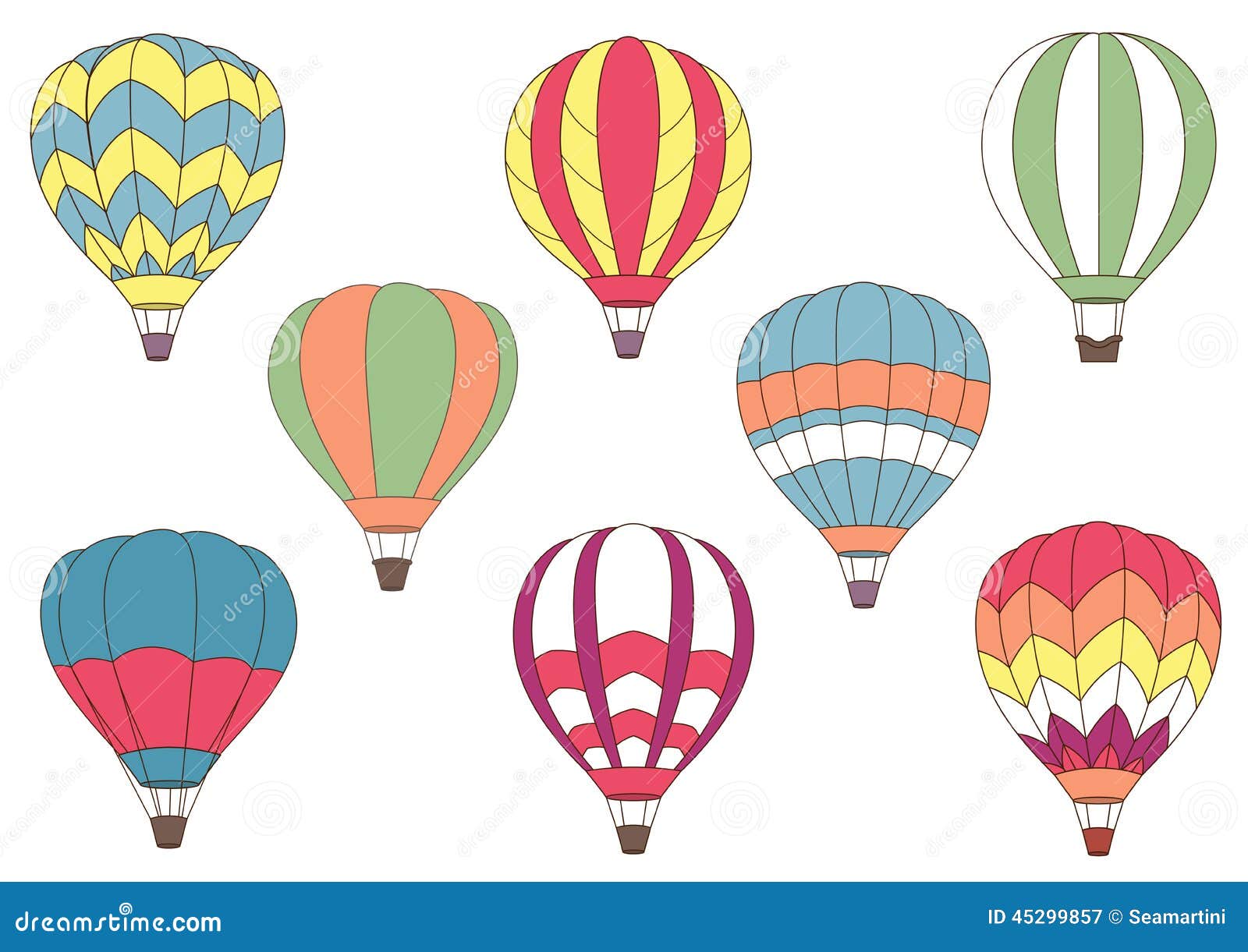 Icone Variopinte Volanti Della Mongolfiera Illustrazione Vettoriale ...