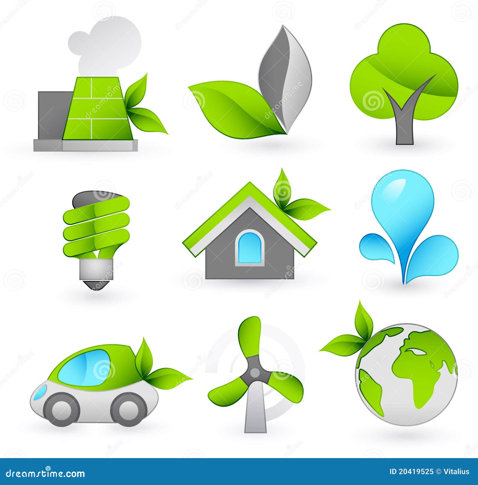 Icone verdi illustrazione vettoriale. Illustrazione di verde - 20419525