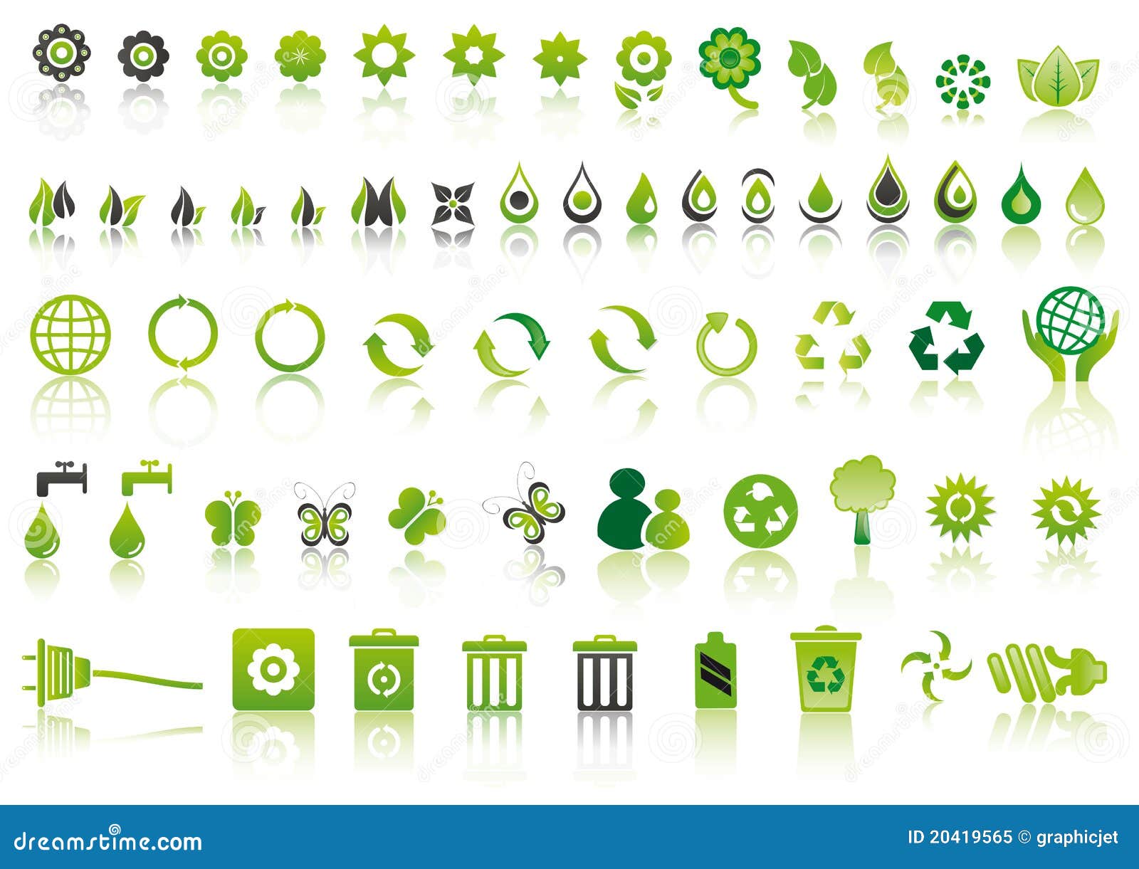 Icone verdi di ecologia illustrazione vettoriale. Illustrazione di ...