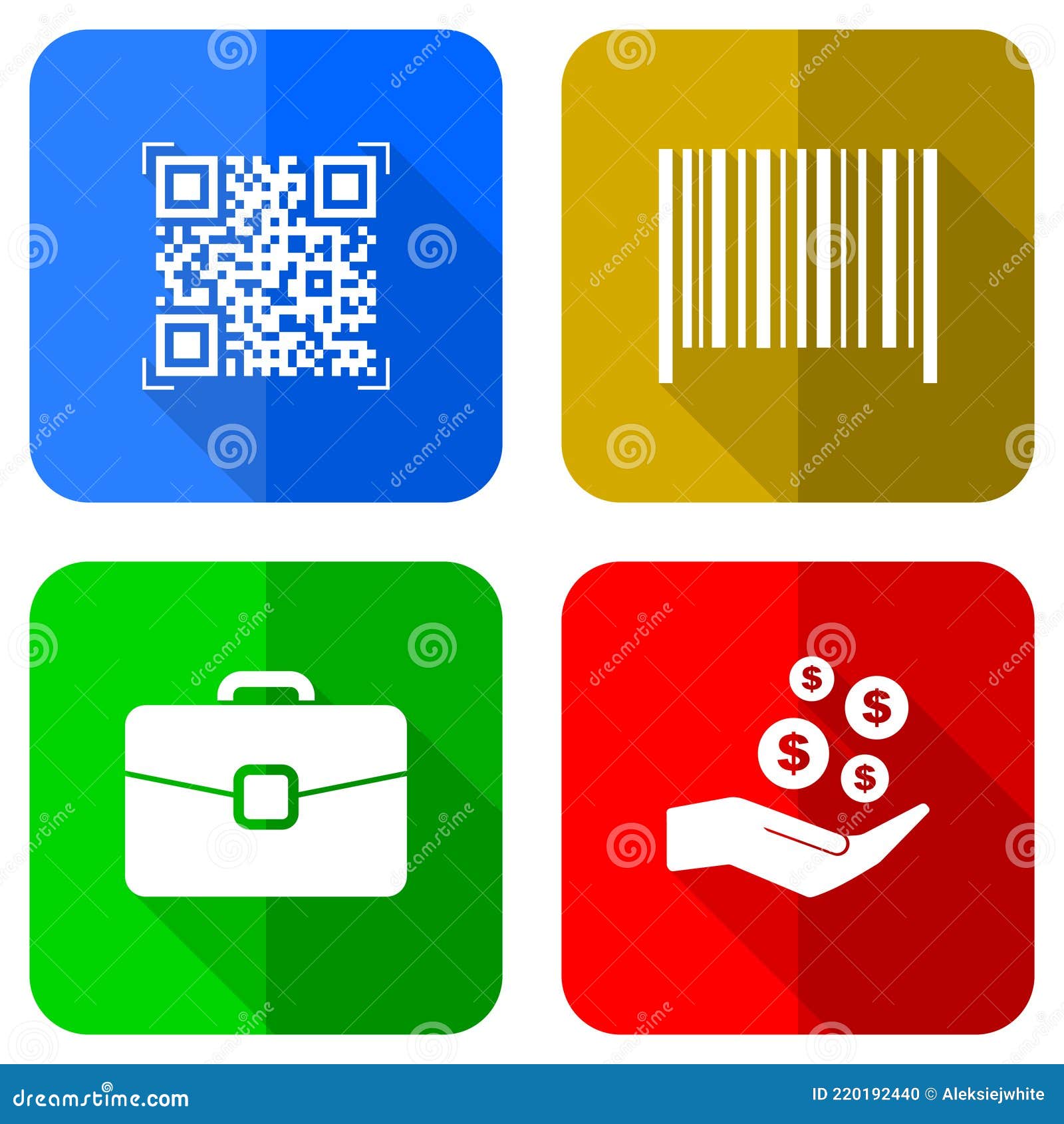 Icone Vettoriali Set Di Codici a Barre Qr E Simboli Di Codice a Barre ...