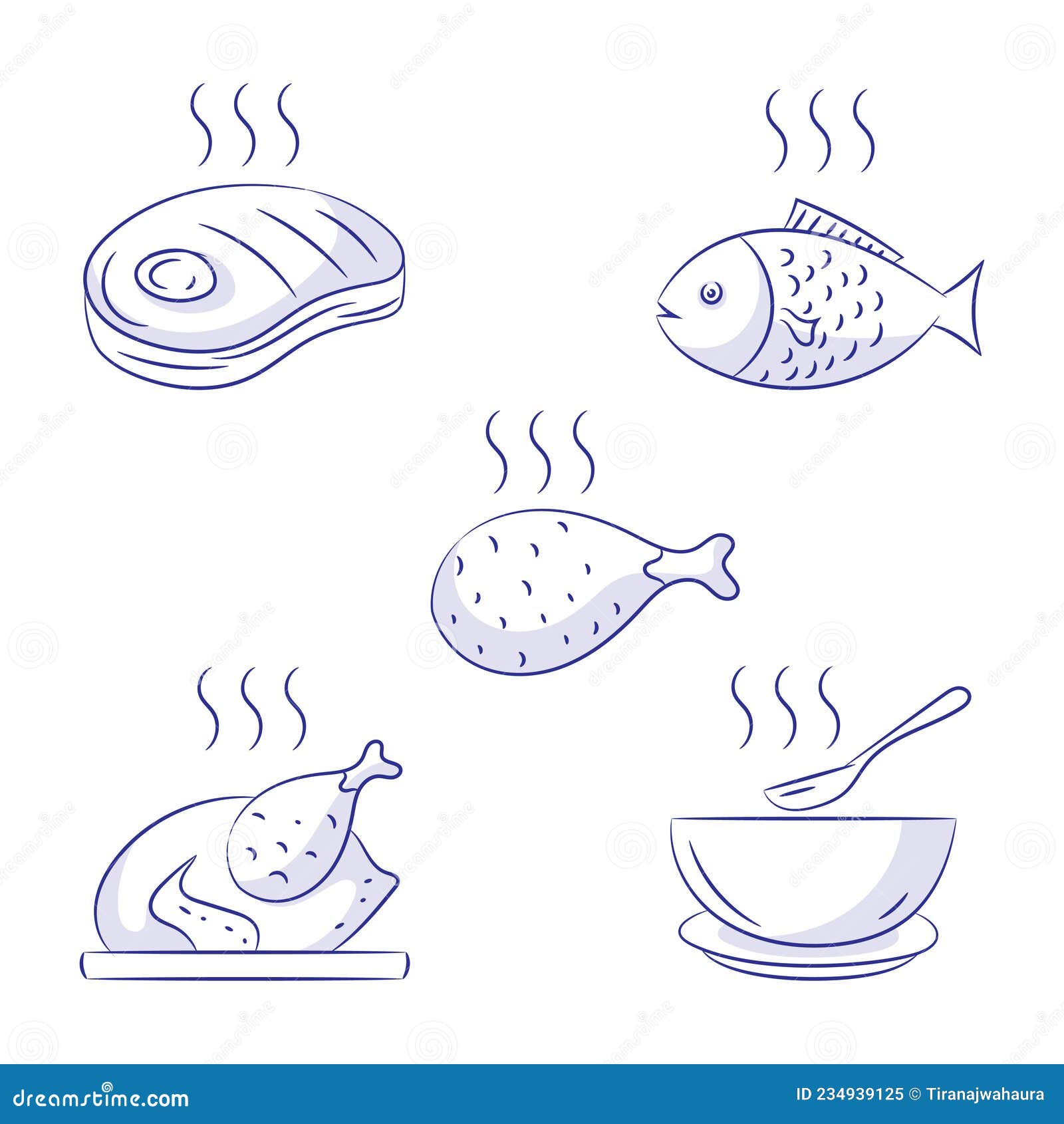 Proteins Food Vector Collection with Simple Hand Drawn Style Stock ...