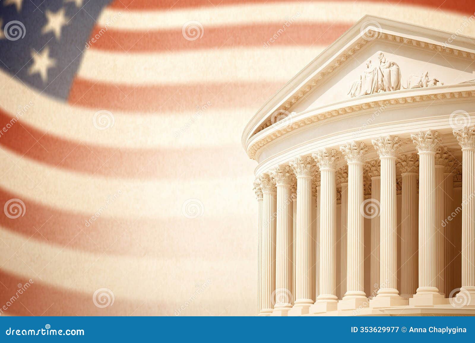 Iconic American Government Building with Flag in Background Stock ...