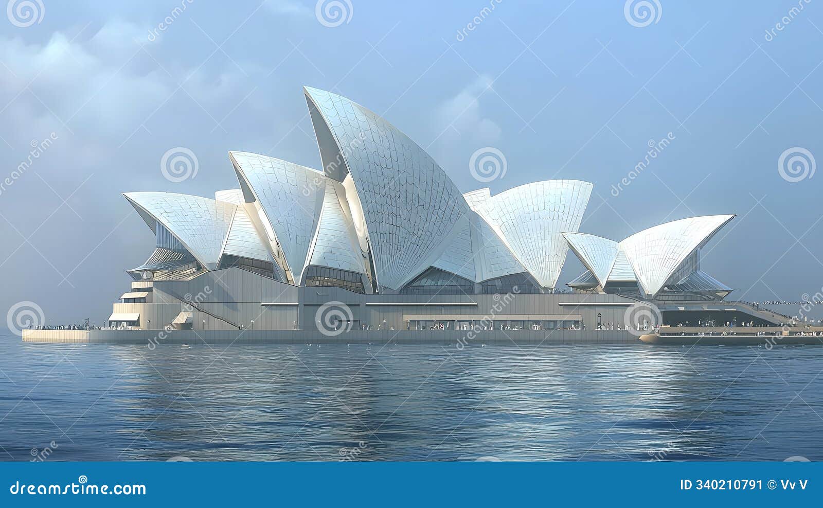 Iconic Architectural Marvel by the Water Stock Illustration ...