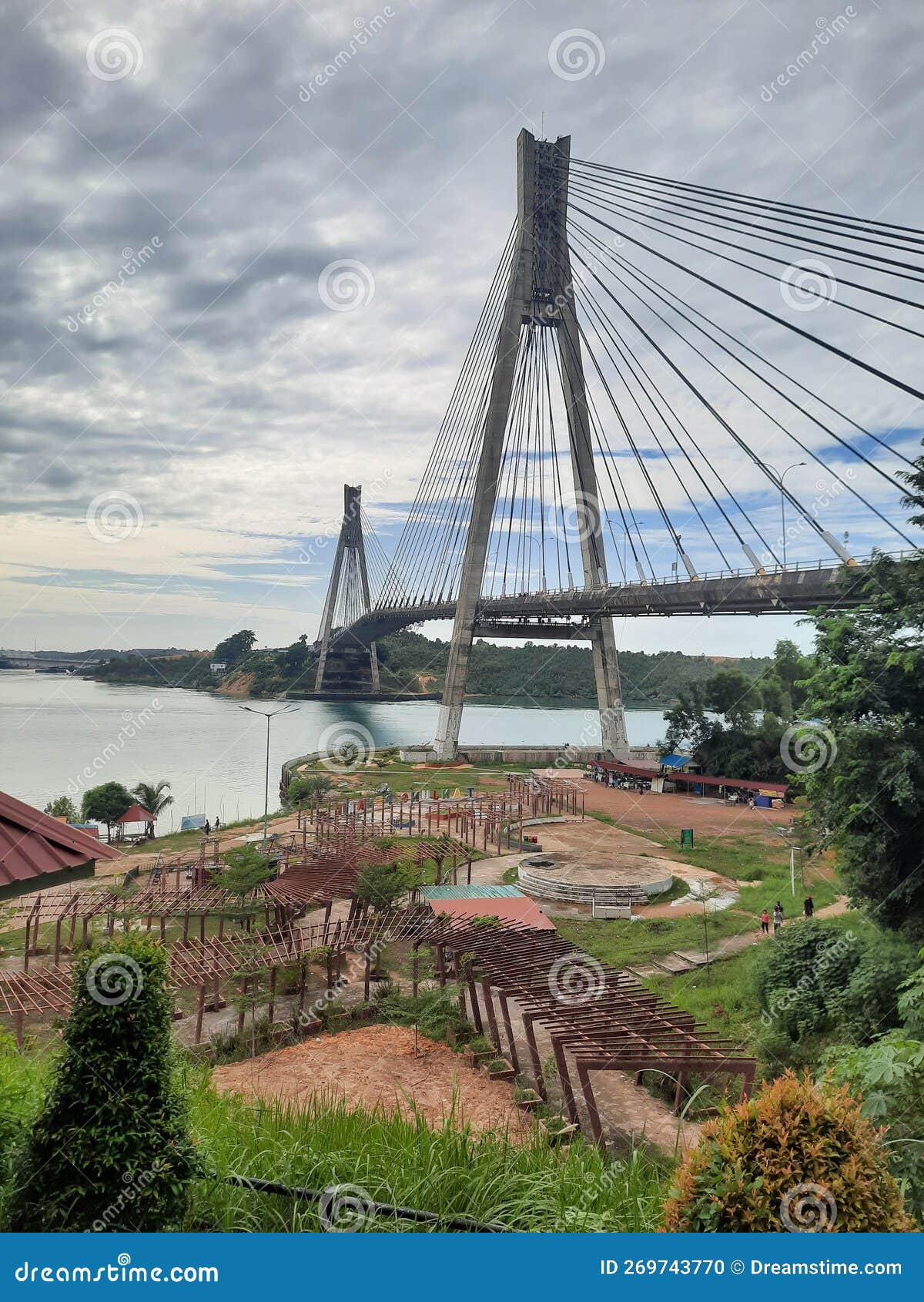 Iconic bridges in batam stock photo. Image of tree, skyscraper - 269743770