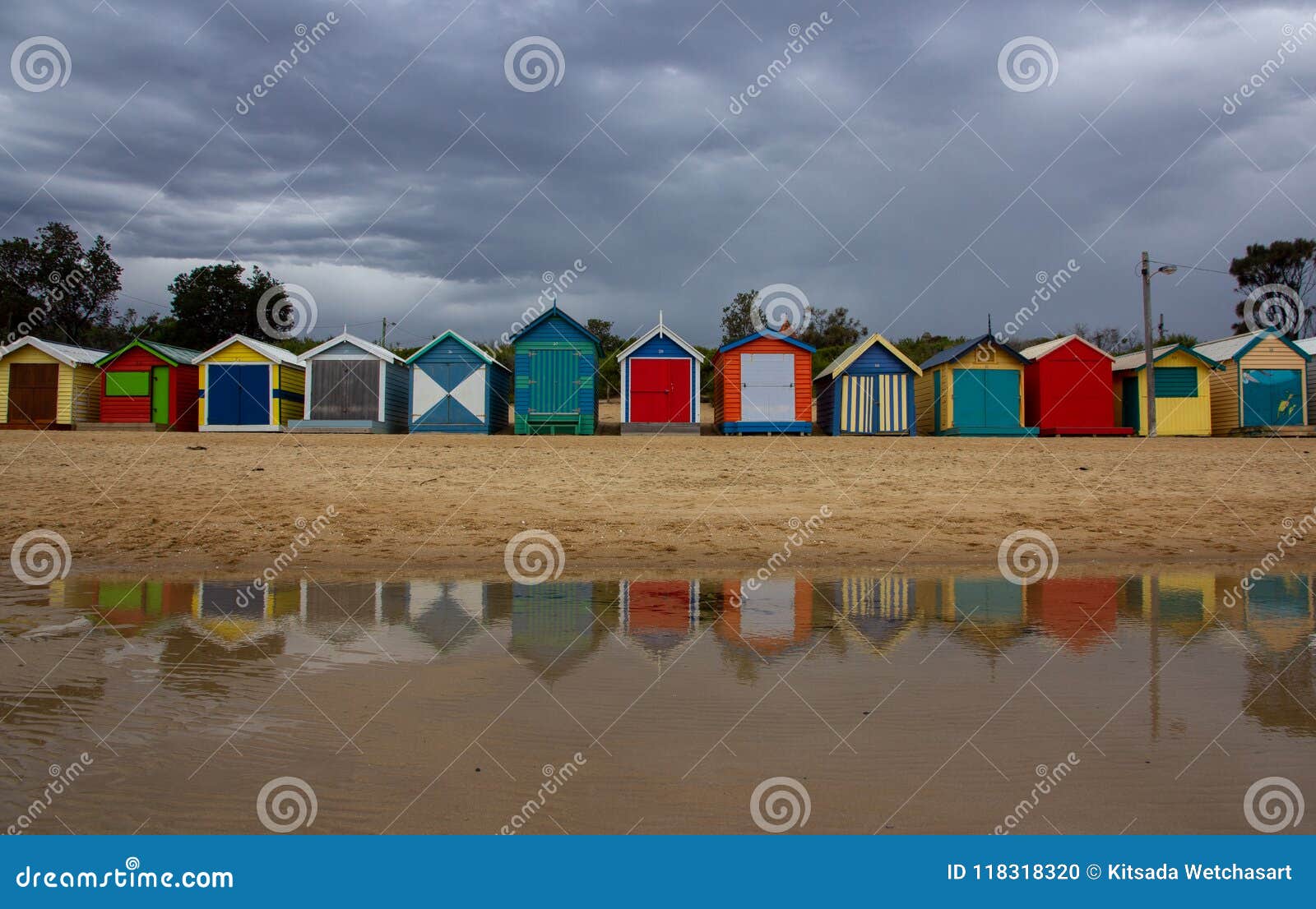 The Iconic Colorful Beach Huts Stock Photo - Image of seaside, huts ...