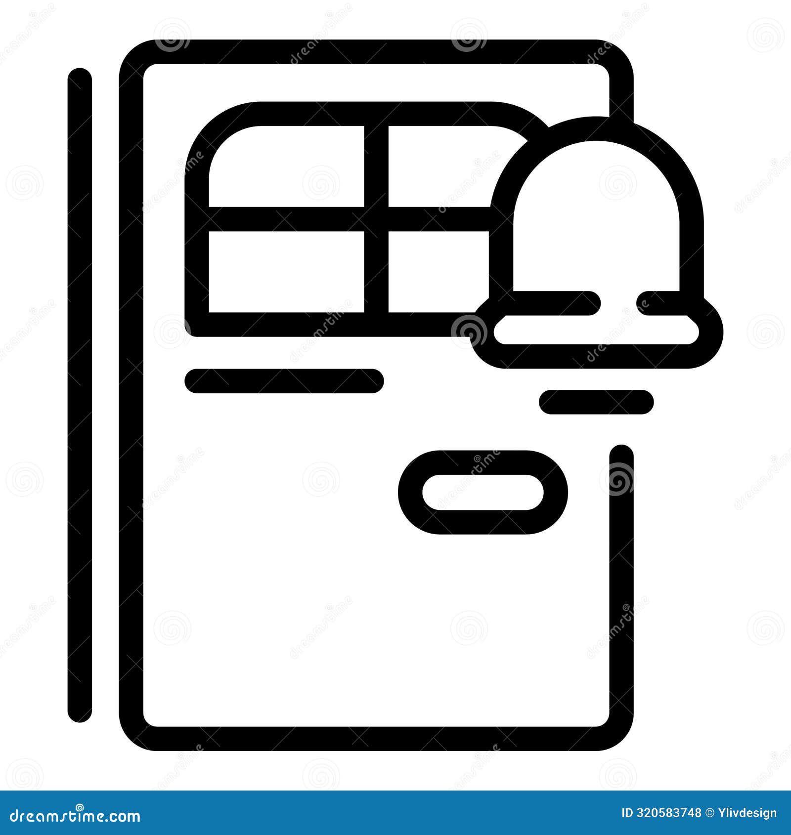 Iconic Door with Notification Bell Line Art Stock Vector - Illustration ...
