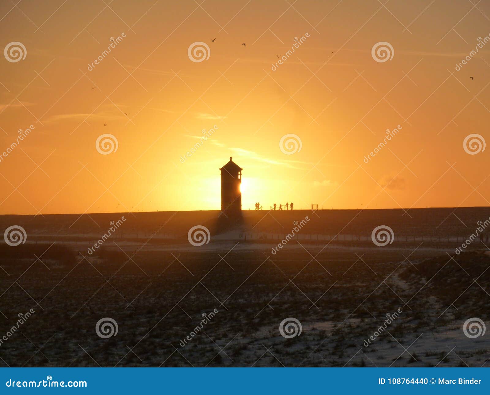 Iconic German Lighthouse Silhoutte during Sunset Stock Photo - Image of ...