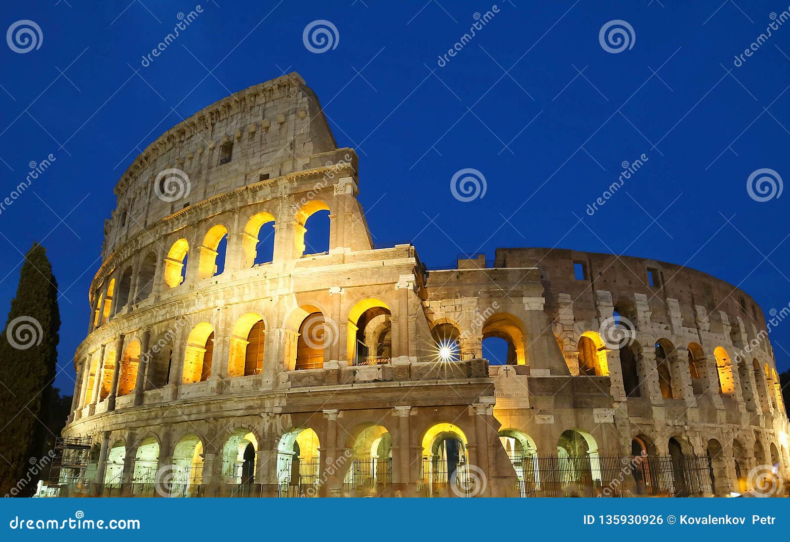 The Legendary Coliseum at Night , Rome, Italy Stock Photo - Image of ...