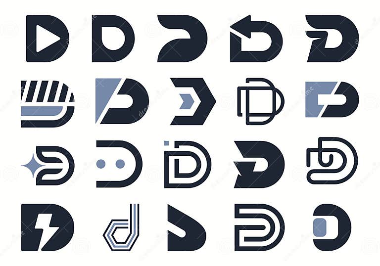Iconic Letter D Logos Set stock vector. Illustration of concept - 339223082