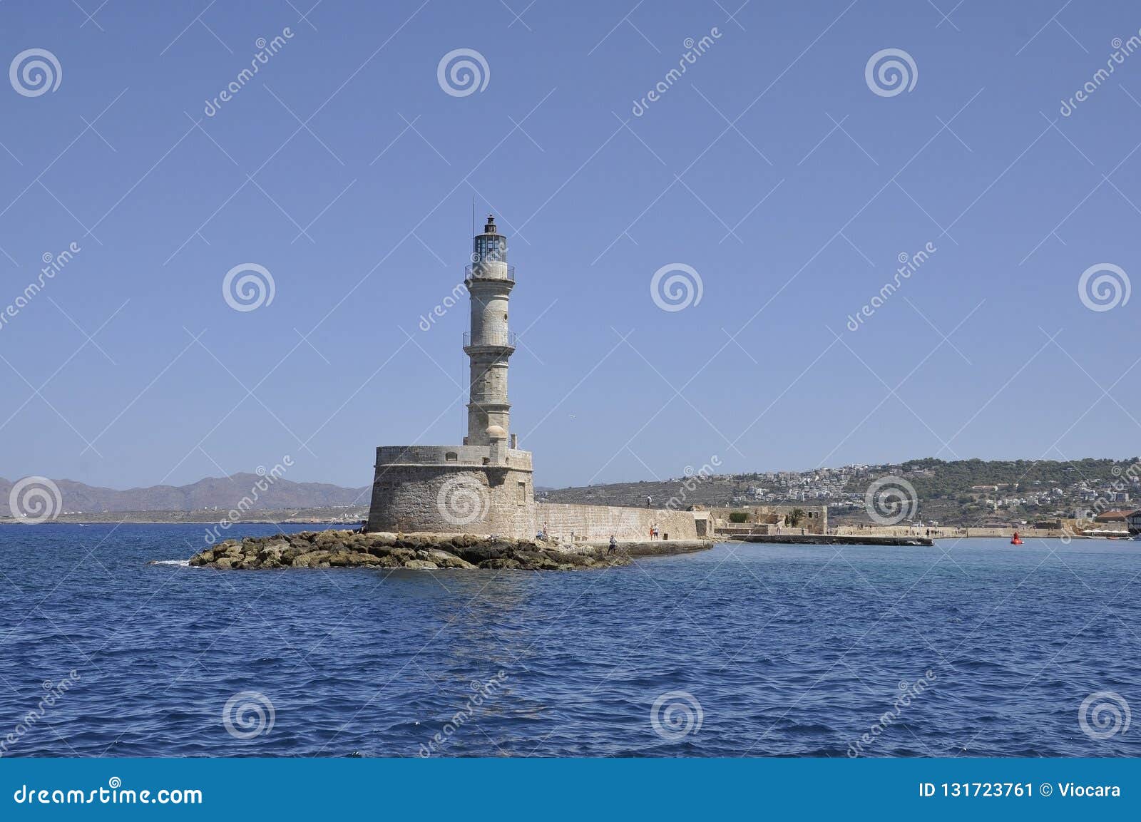 Iconic Lighthouse Tower from Chania in Crete of Greece Stock Image ...