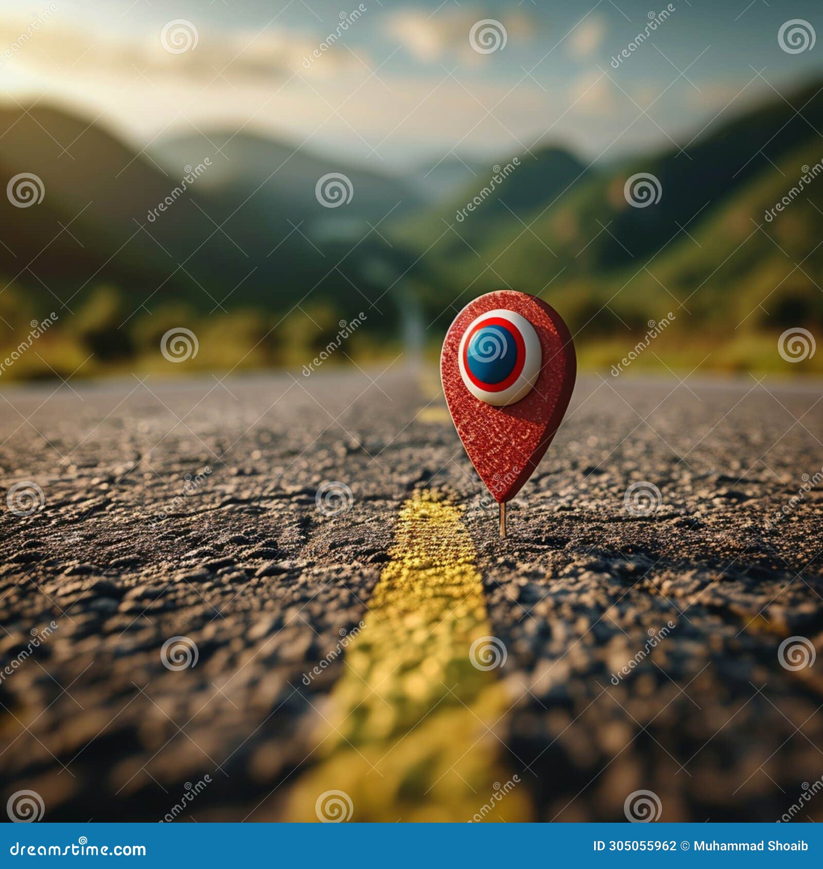 Iconic Map Pin Marking Location with Visible Interconnected Routes ...