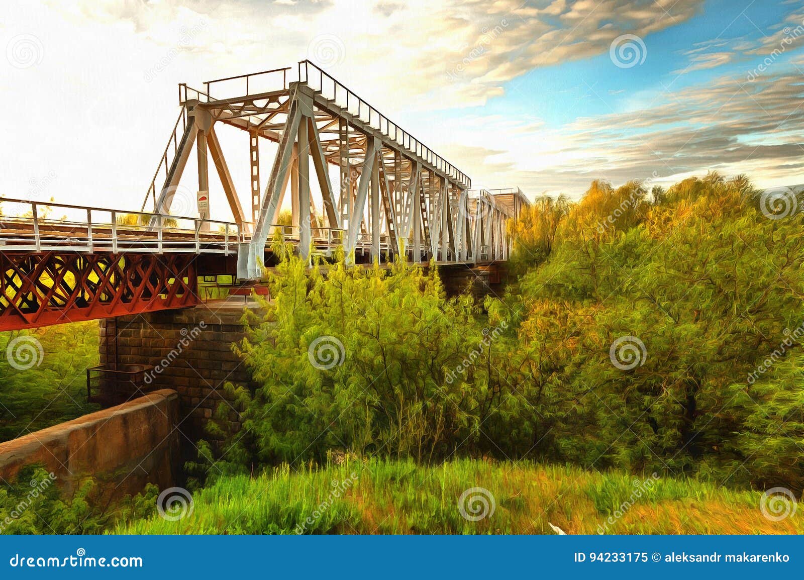 An Iconic Old Metal Truss Railroad Bridge Stock Image - Image of line ...