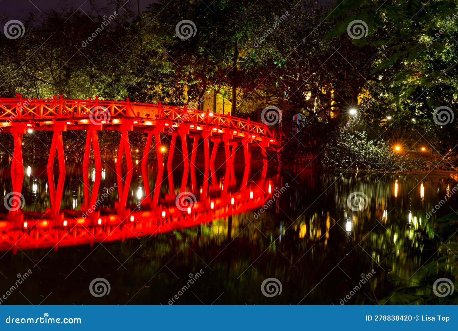 Iconic Red Bridge in Vietnam Stock Photo - Image of brightly, tourist ...