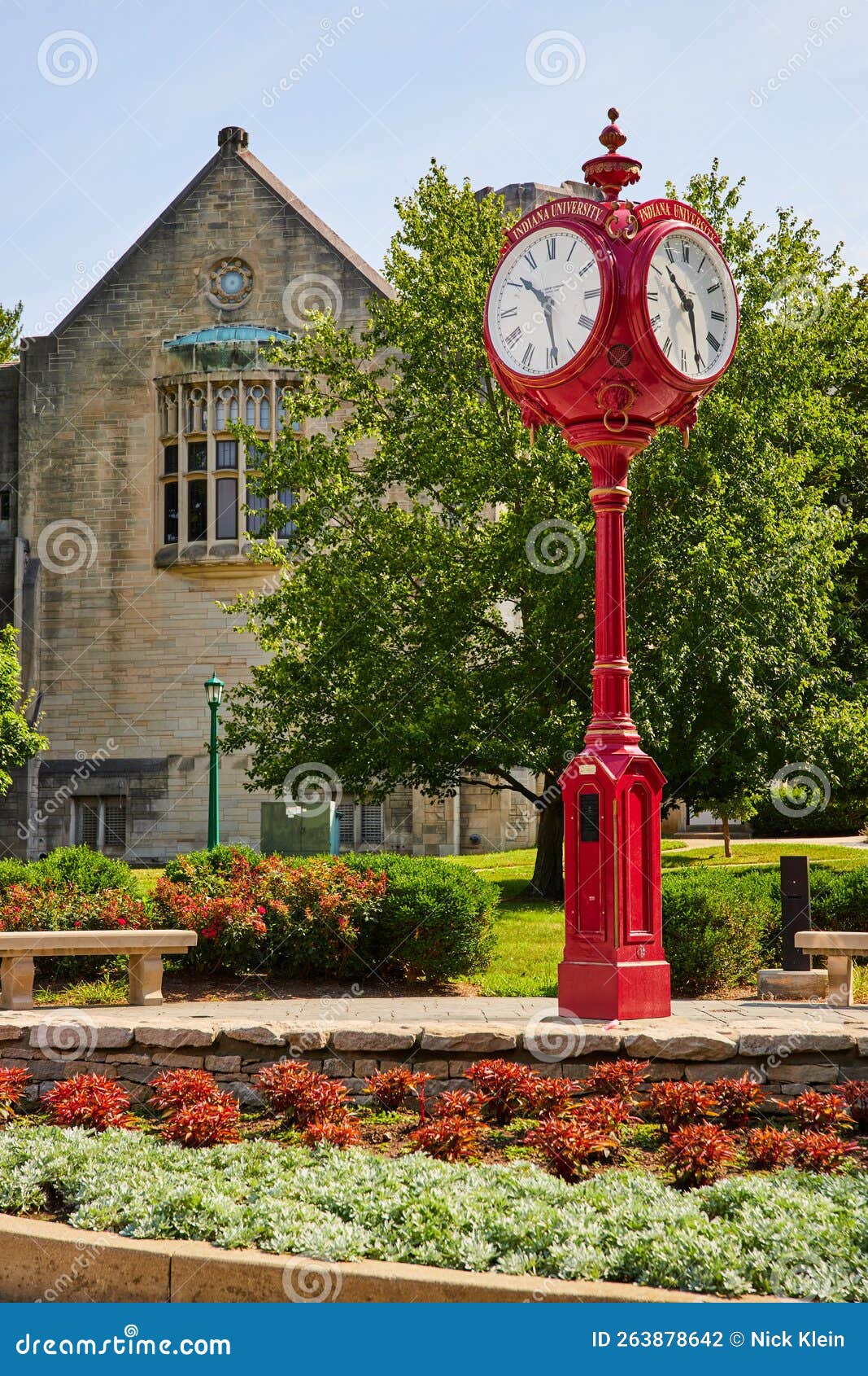 Iconic Red Clock in Summer at Bloomington Indiana University Stock ...