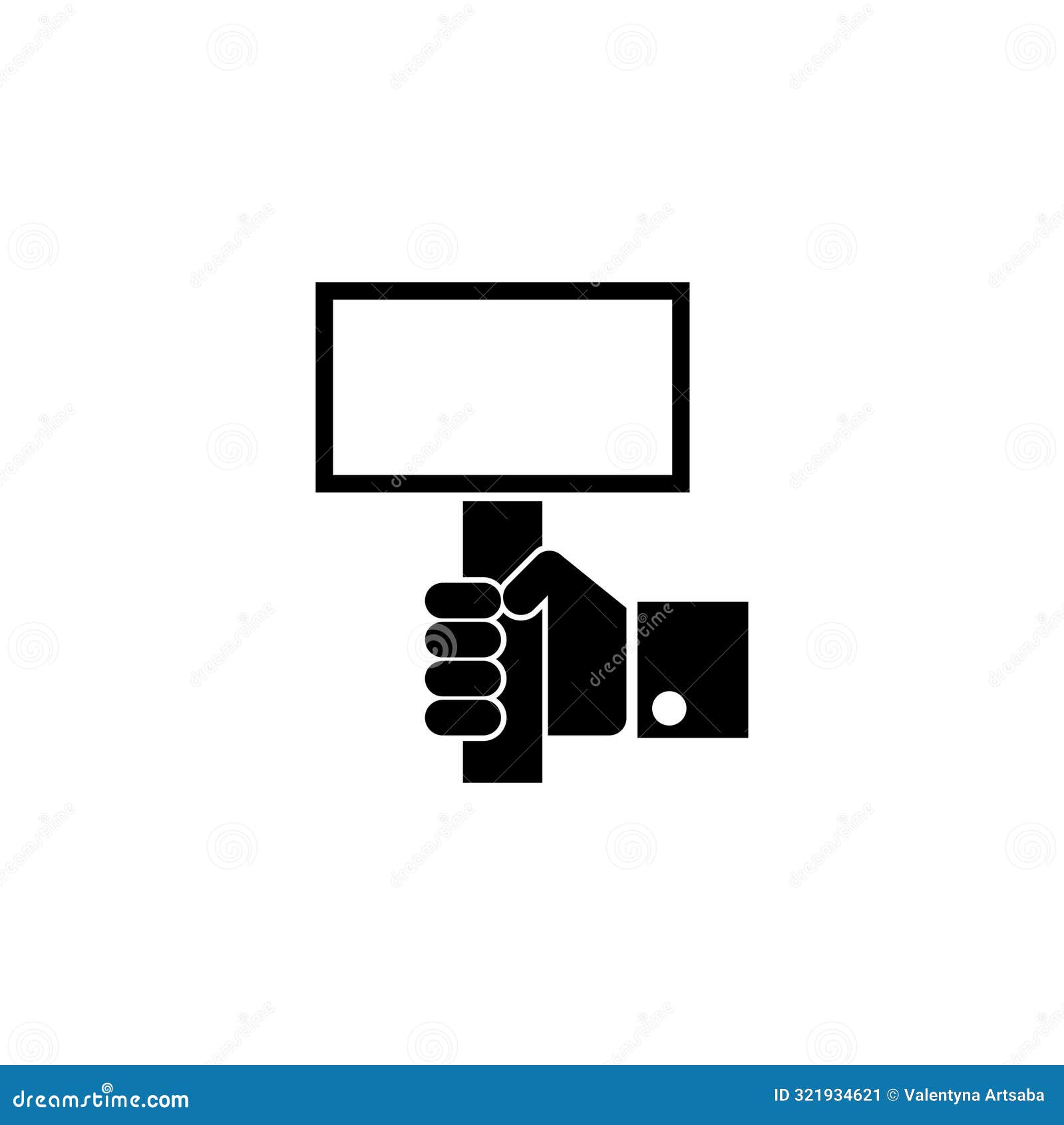 Iconic Representation of a Hand Holding a Protest Sign in a Vector ...