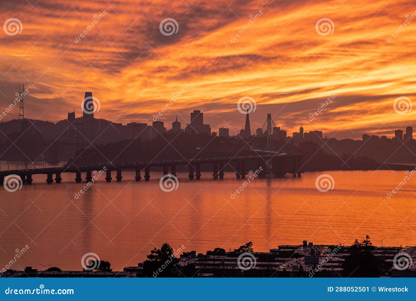 Iconic Skyline of San Francisco, California at Sunset Stock ...