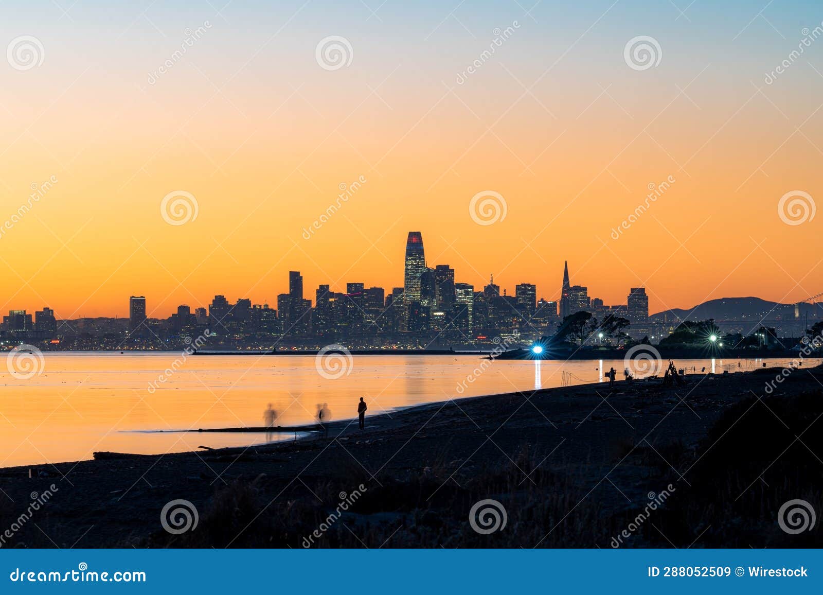 Iconic Skyline of San Francisco, California at Sunset Stock Image ...