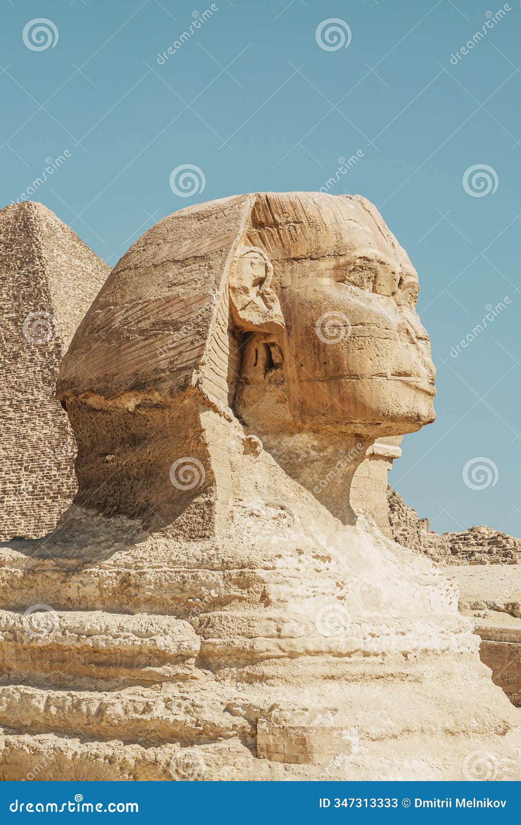 The Great Ancient Sphinx on a Blue Background. Iconic Sphinx Carving ...