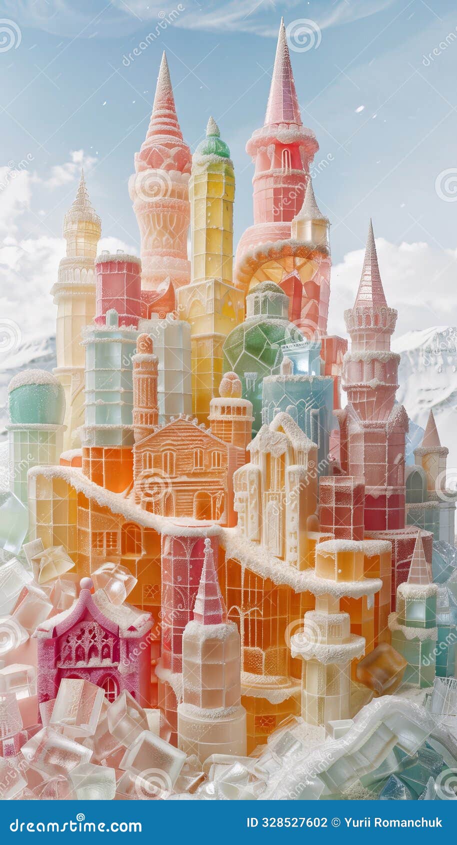 Iconic Structure Crafted from Assorted Ice Creams and Ice Cubes in a ...