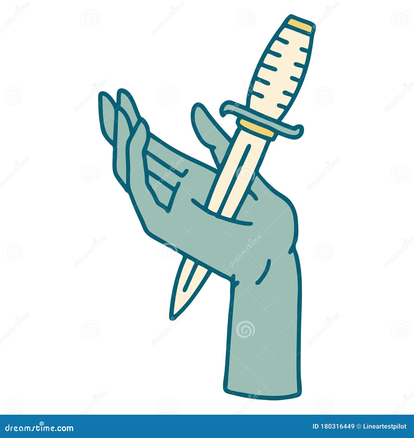Tattoo Style Icon of a Dagger in the Hand Stock Vector - Illustration ...
