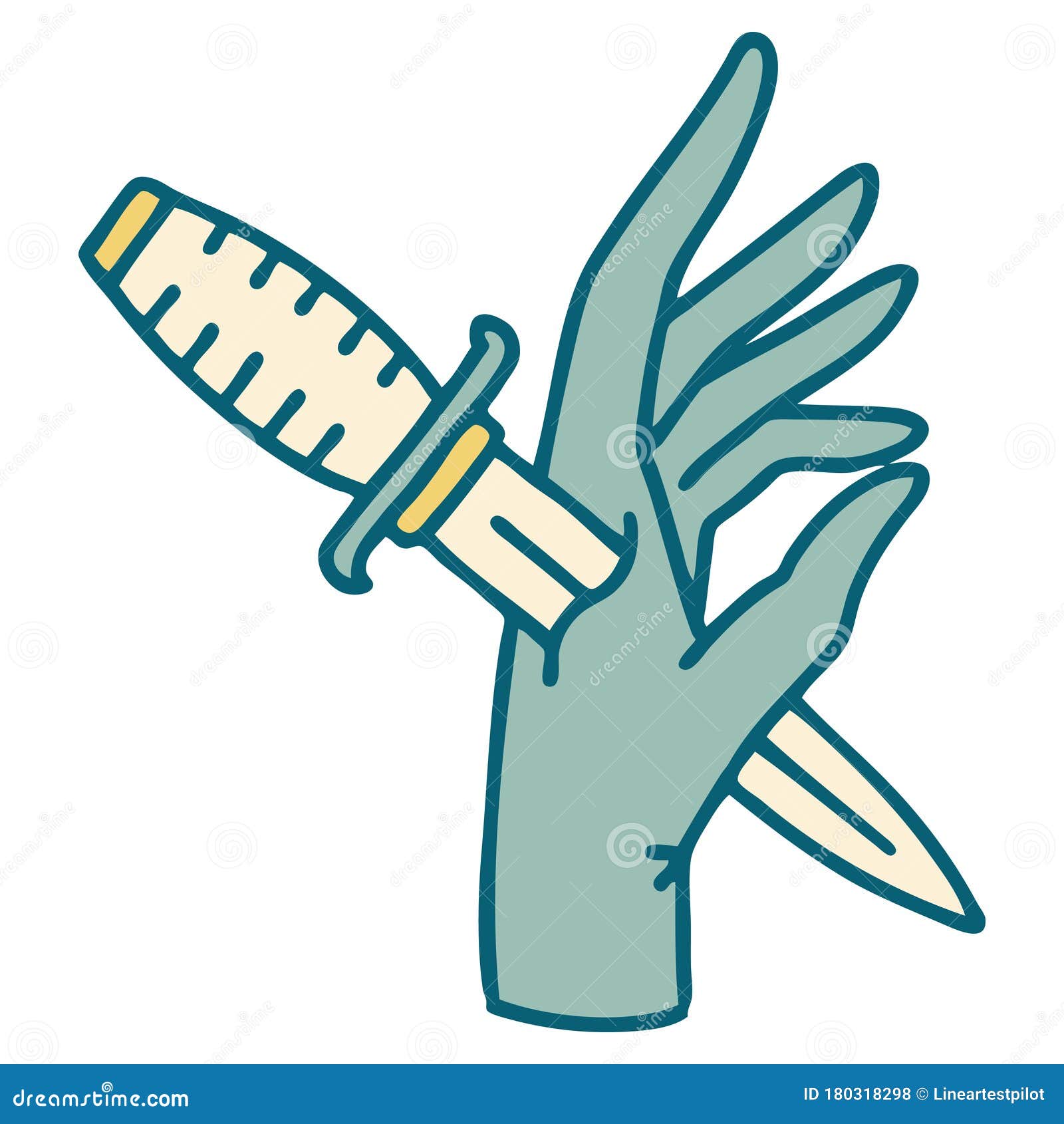 Tattoo Style Icon of a Dagger in the Hand Stock Vector - Illustration ...