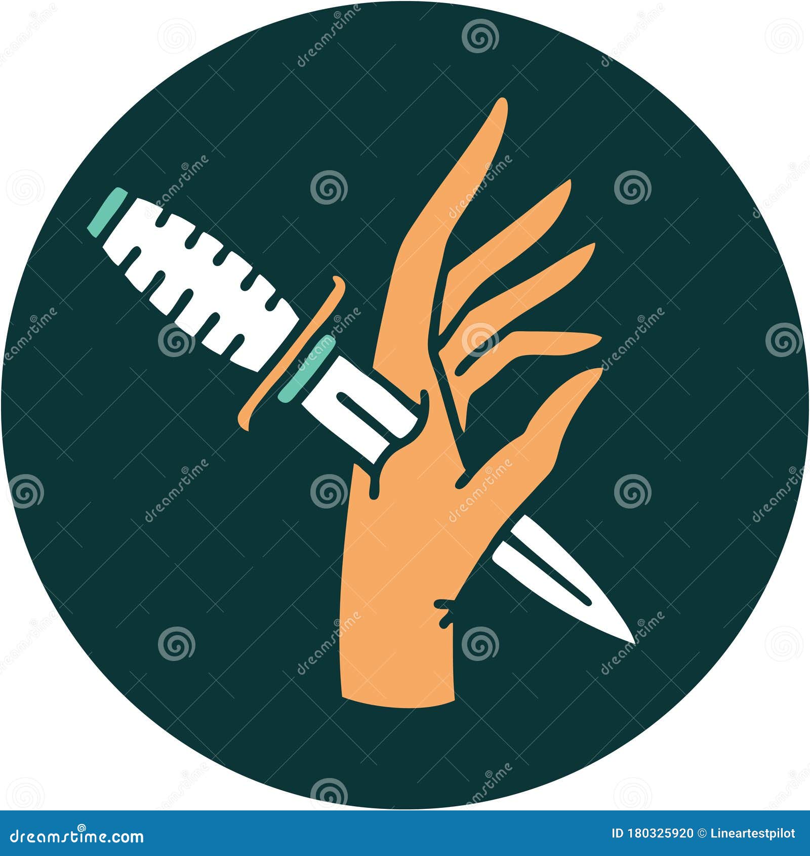 Tattoo Style Icon of a Dagger in the Hand Stock Vector - Illustration ...