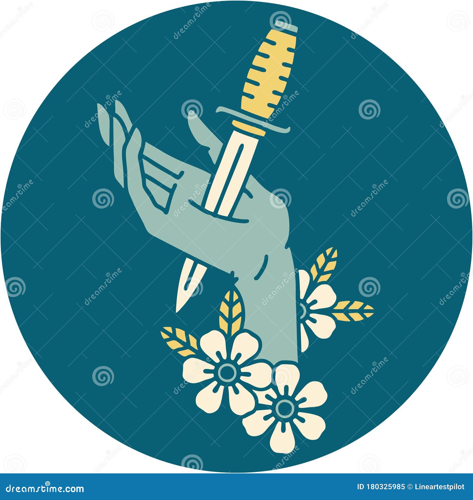 Tattoo Style Icon of a Dagger in the Hand Stock Vector - Illustration ...