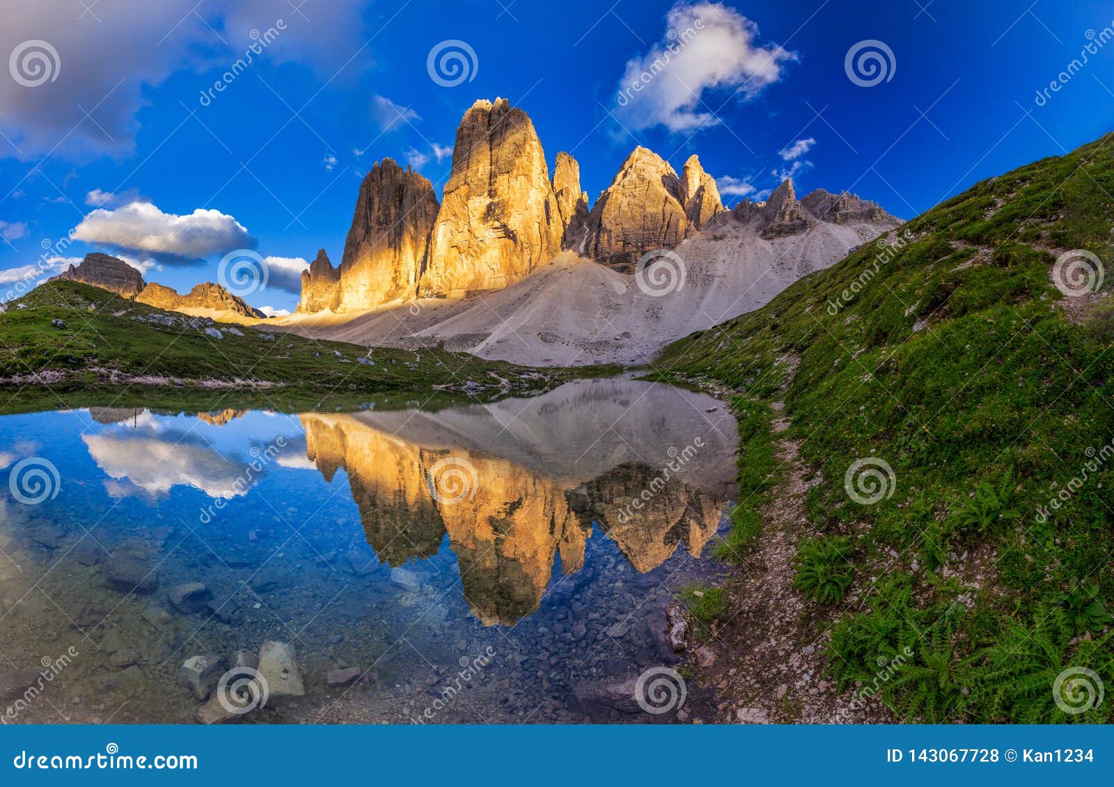 Iconic Tre Cime Peaks from Tre Cime Di Lavaredo Loop Trail at Sunset ...