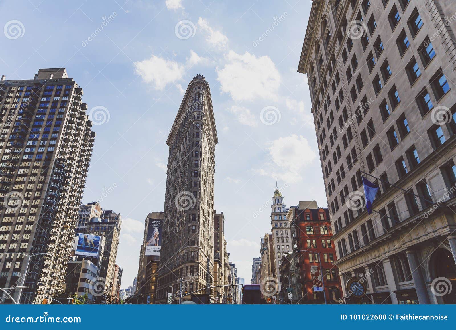 The Iconic Triangular-shaped Flatiron Building in Lower Manhattan ...