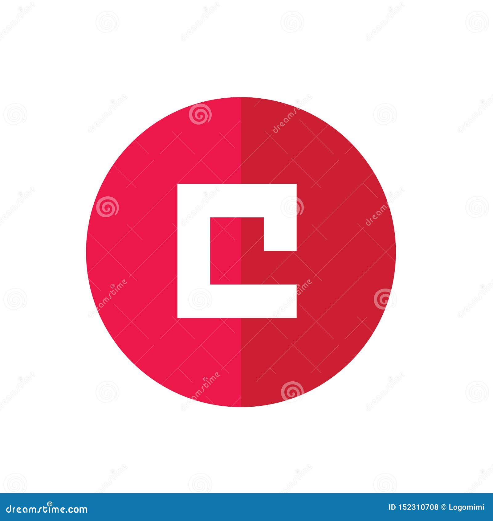 Icono Abstracto Basado En La Letra C, Icono Redondo Rojo De La Web ...