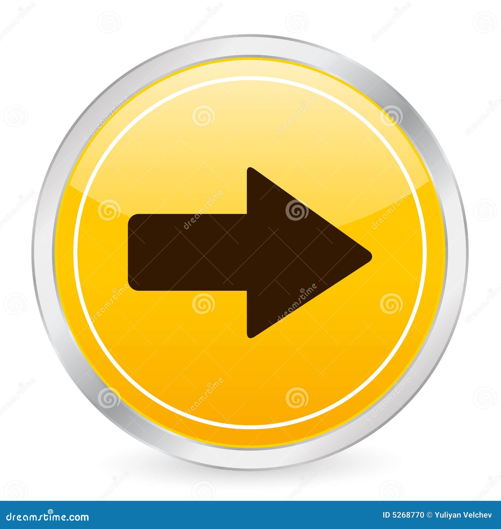 Icono Amarillo Correcto Del Círculo De La Flecha Ilustración del Vector ...