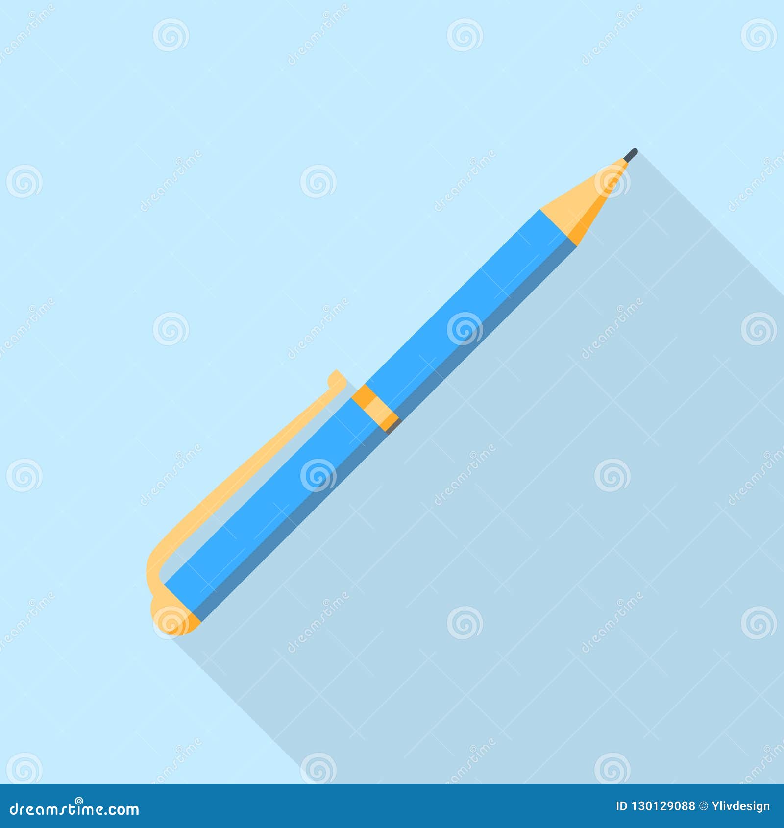 Icono Azul De La Pluma, Estilo Plano Ilustración del Vector ...