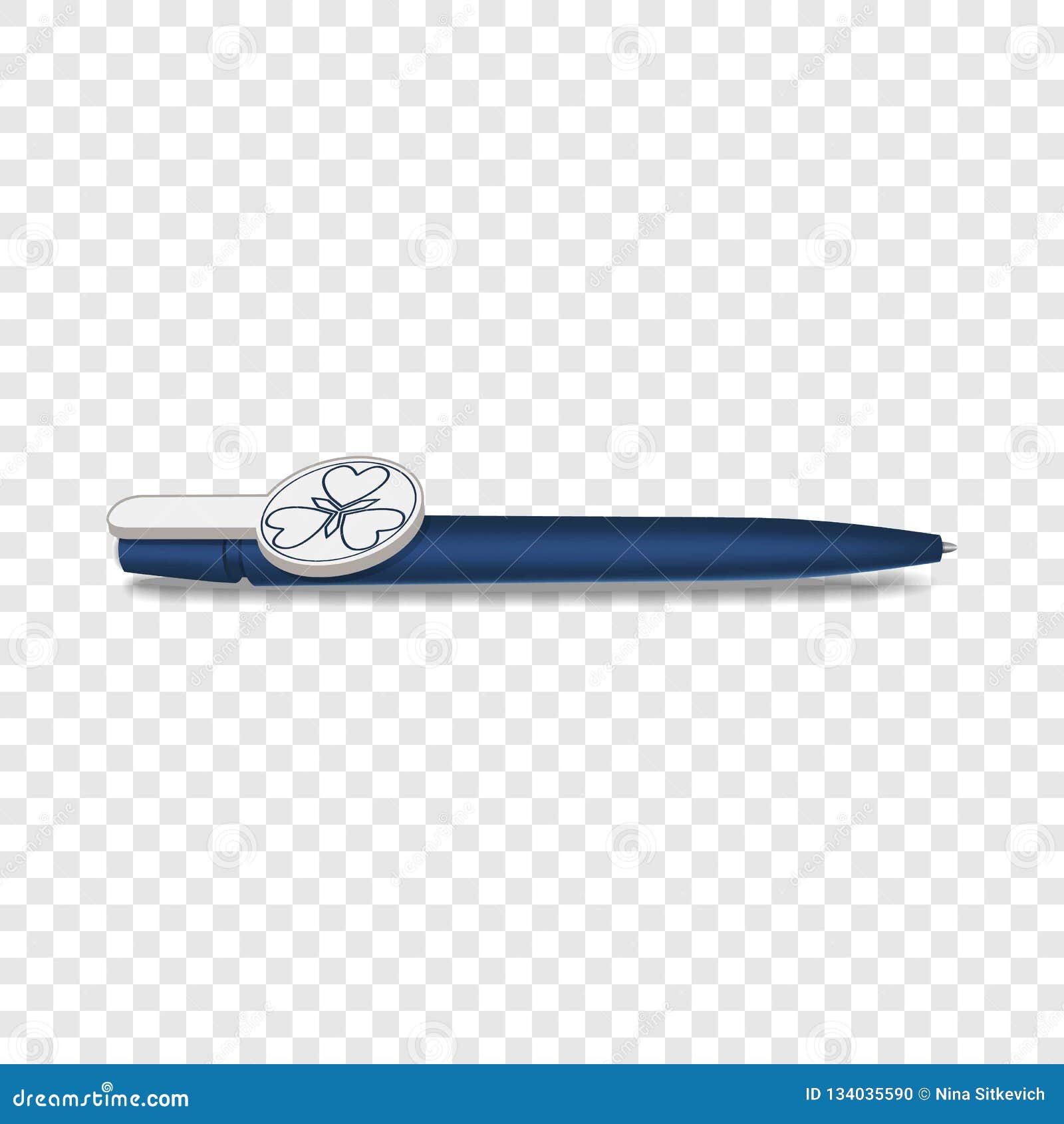 Icono Azul De La Pluma, Estilo Realista Ilustración del Vector ...